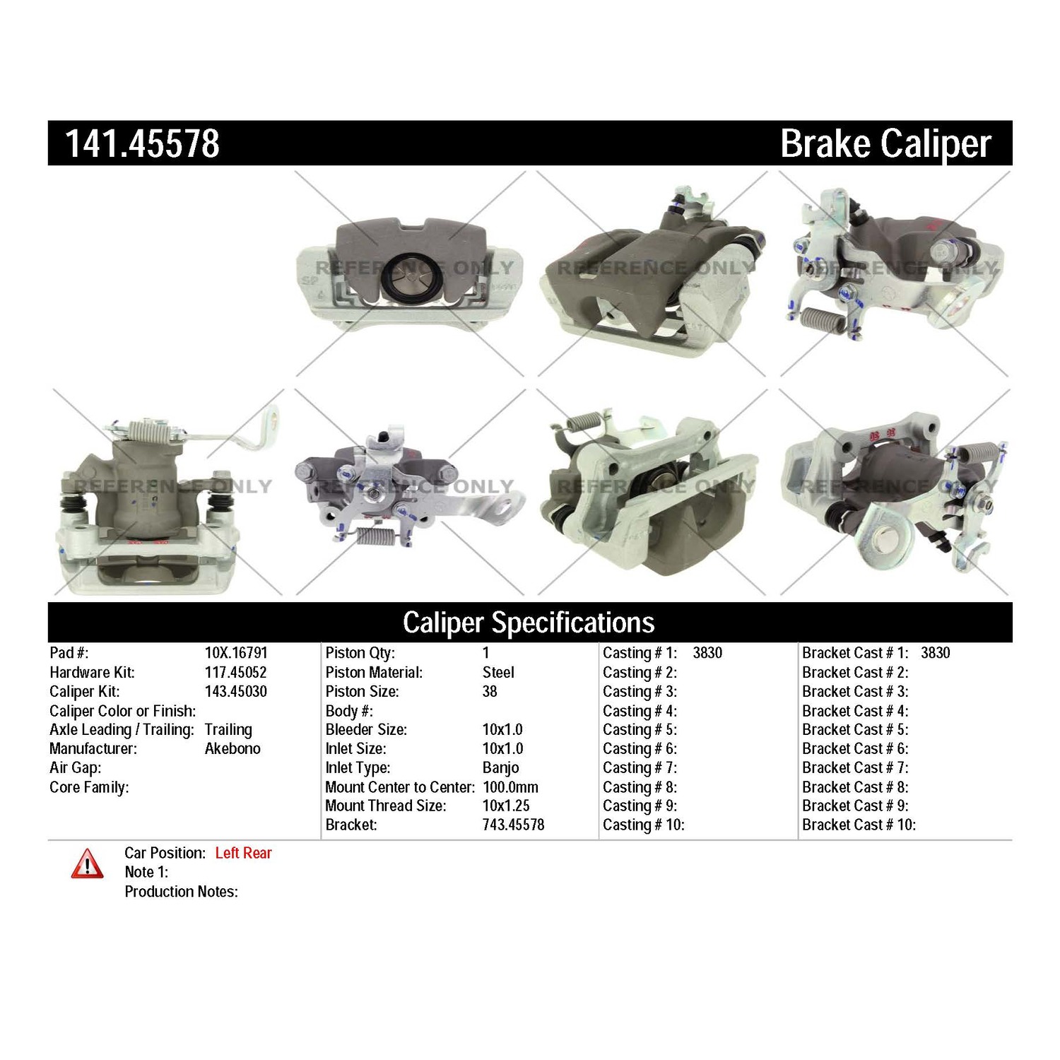 Centric Parts 141.45578 Centric Semi-Loaded Brake Caliper For 14-18 3 3 ...